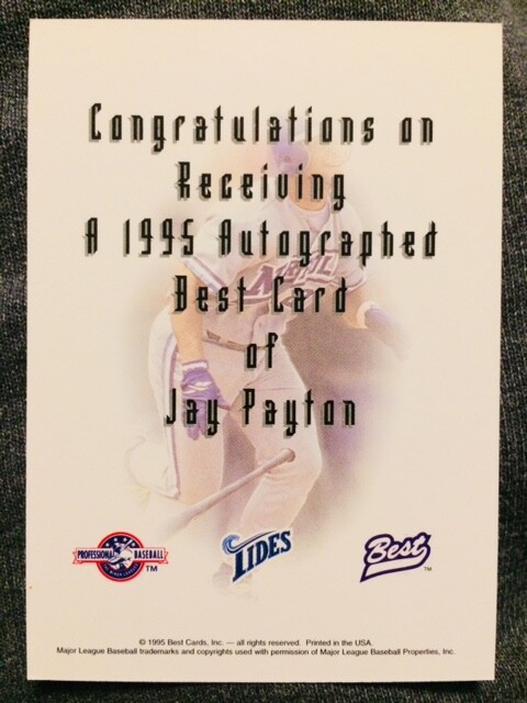 1995 Best Jay Payton Rookie RC Auto Autograph Card | eBay