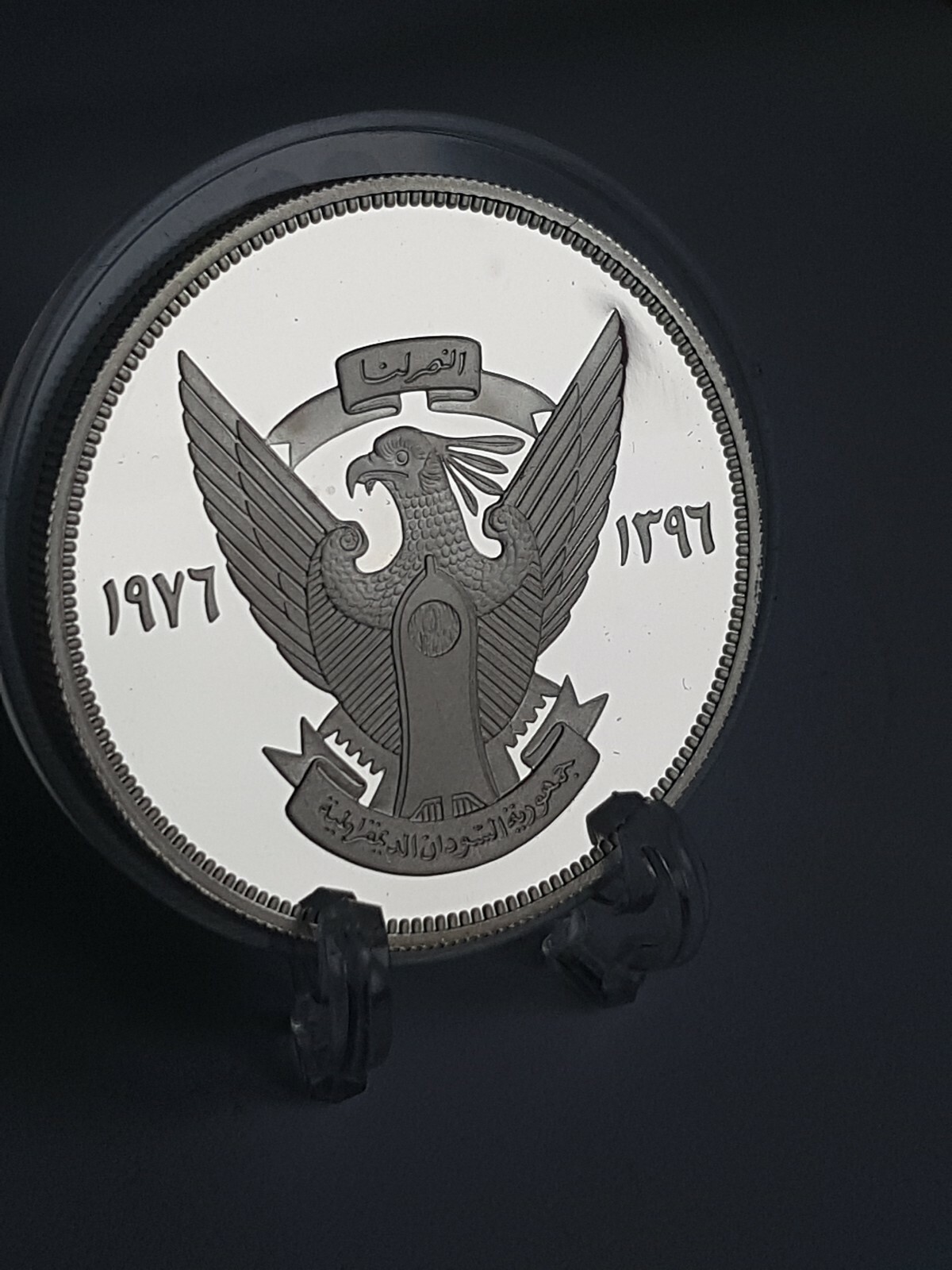 1976 SUDAN £5 Five Pounds Hippopotamus Calf Conservation WWF Silver ...