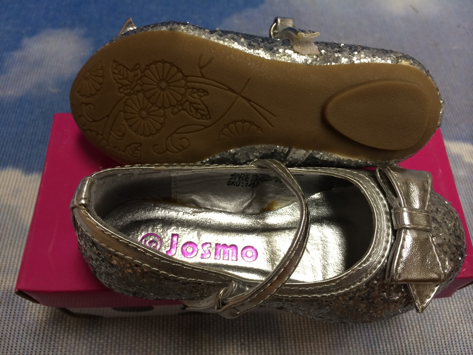Josmo Glitter Hook & Loop Mary Janes Flats Causal / Dress Shoe Toddler ...