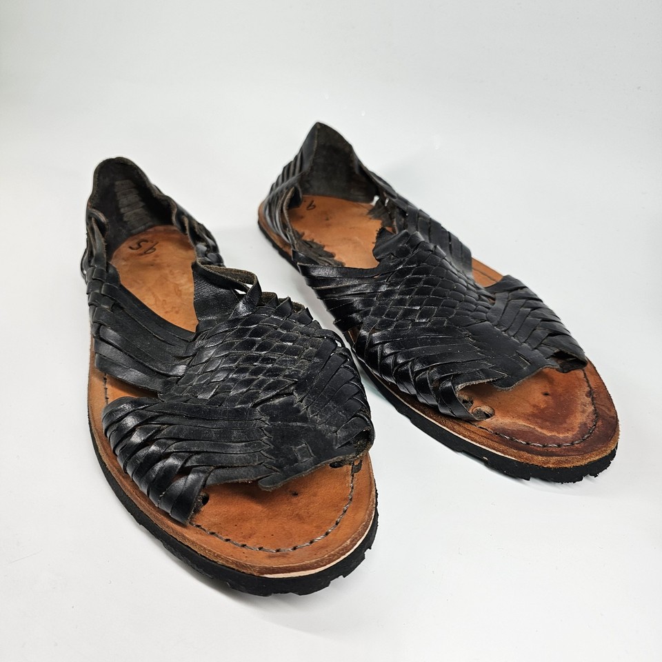Huarache Woven Leather Sandals Mens 9.5 Weave Mexican Fisherman Rubber ...