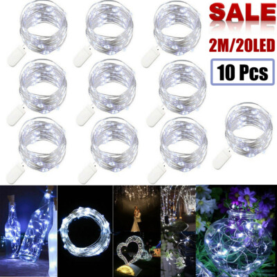 10 Pack 20 LEDs Battery Micro Rice Wire Copper Fairy String Lights ...