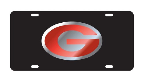 UGA UNIVERSITY OF GEORGIA Black-Silver-Red Mirrored License Plate / Car ...