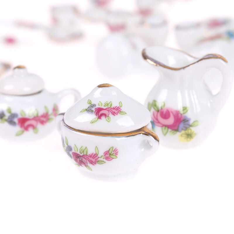 40pcs/set DollHouse 1:12 Scale Miniature Tableware Porcelain China Tea ...