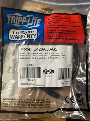 Tripp Lite U428-003-G2 3 ft USB-C to USB-A Cable for sale online | eBay