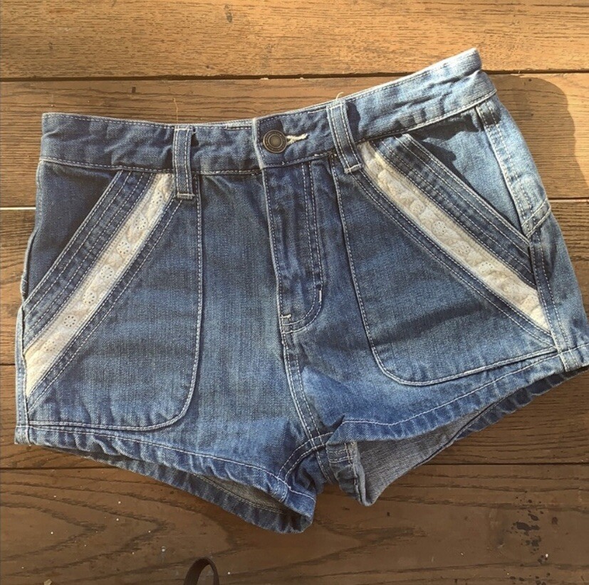 free people cottage shabby chic western denim short s… - Gem