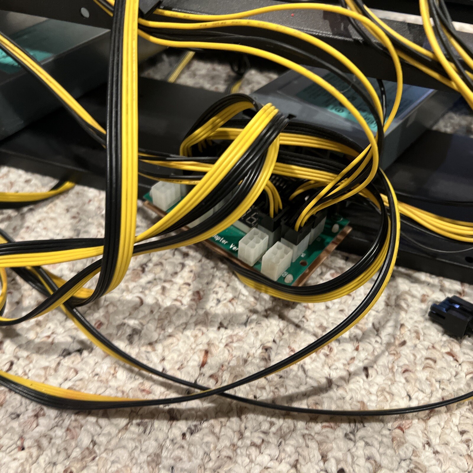 Crypto Mining Rig 8 Gpu Slot Miner Mobo 16 Power Cables X2 1200w Psu ...