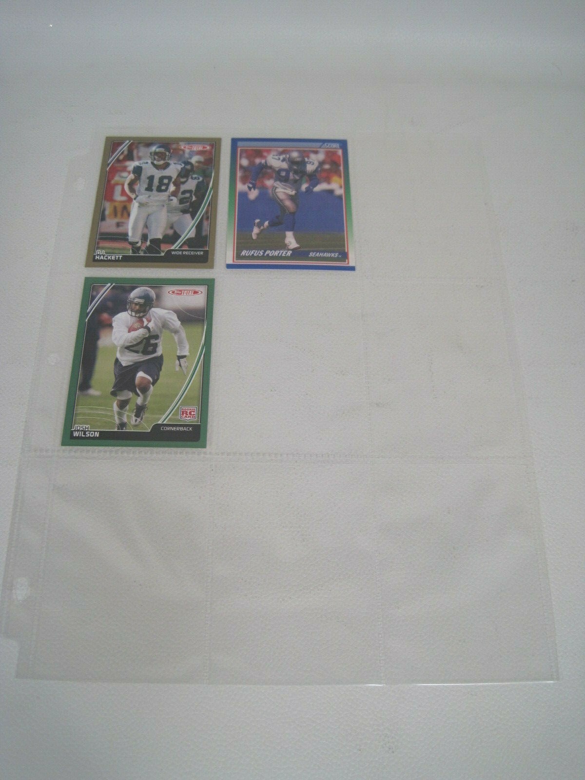 Lot Of 3 Seattle Seahawks NFL Player Cards With Binder Sheet (Rufus ...