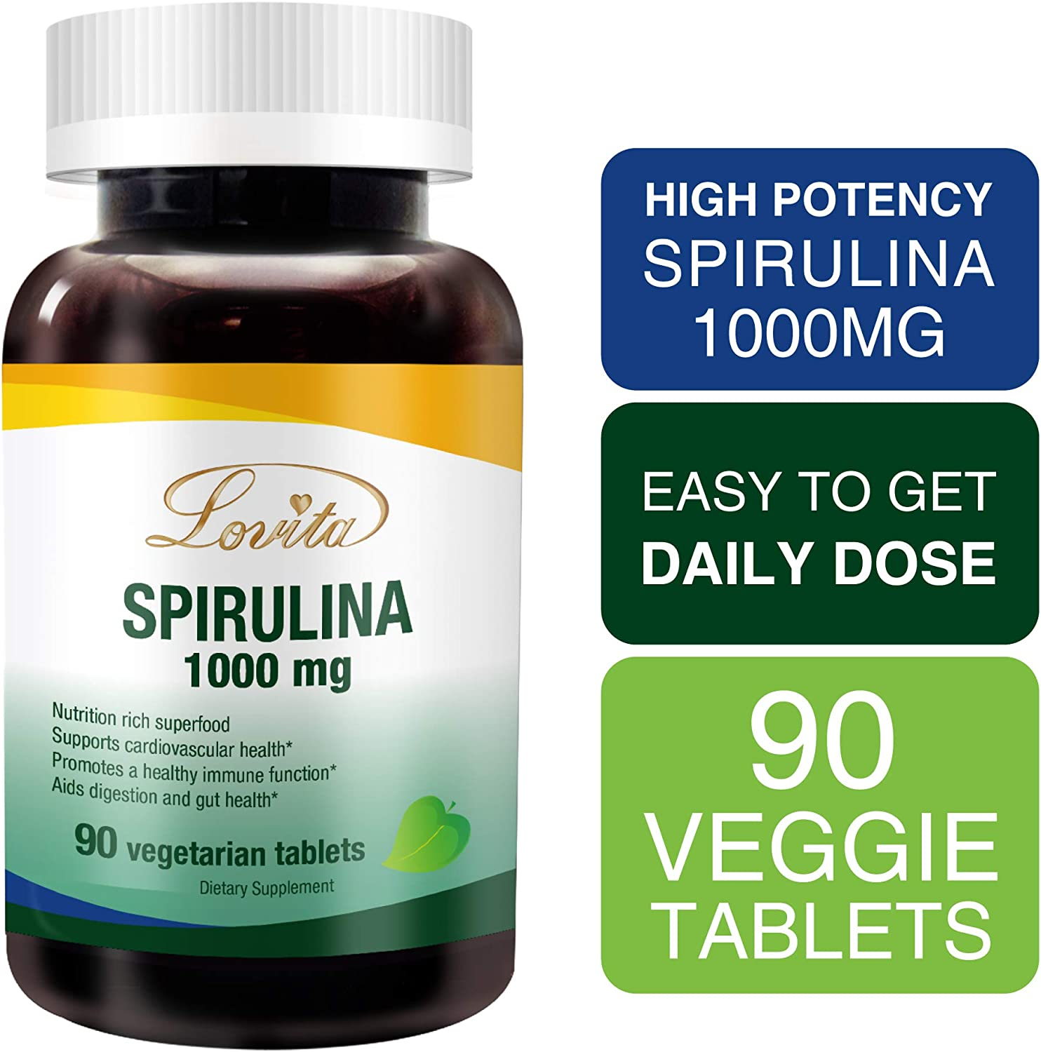 Lovita Spirulina 1000Mg/Tablet, Double Strength, Organic, 90 Tablets (Pack of 3) | eBay