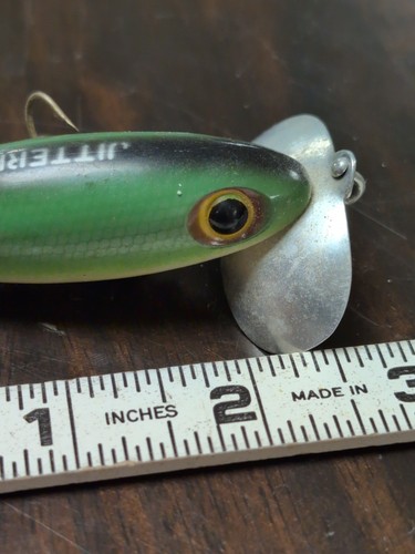 VINTAGE FRED ARBOGAST JITTERBUG LURE GREEN SCALE TOPWATER PLUG BASS ...