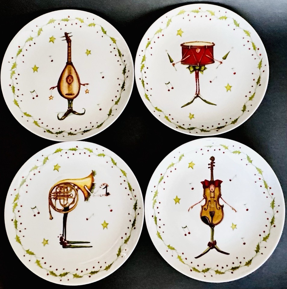 Dept 56 Christmas Krinkles Musical Instruments Plates 8.5” P. Brewster ...