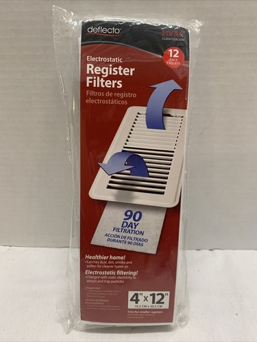 DEFLECTO 12 Pack Register Filters 4x12 Electrostatic 90day Vent ...