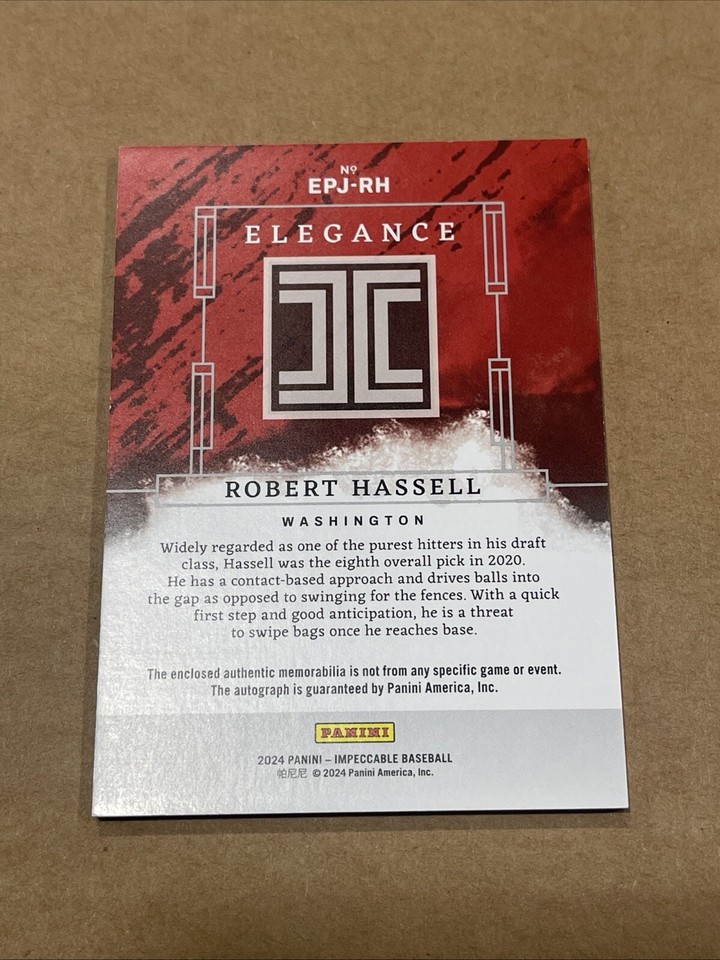 2024 Impeccable Robert Hassell Patch Autograph #15/99 #EPJ-RH Nationals ...