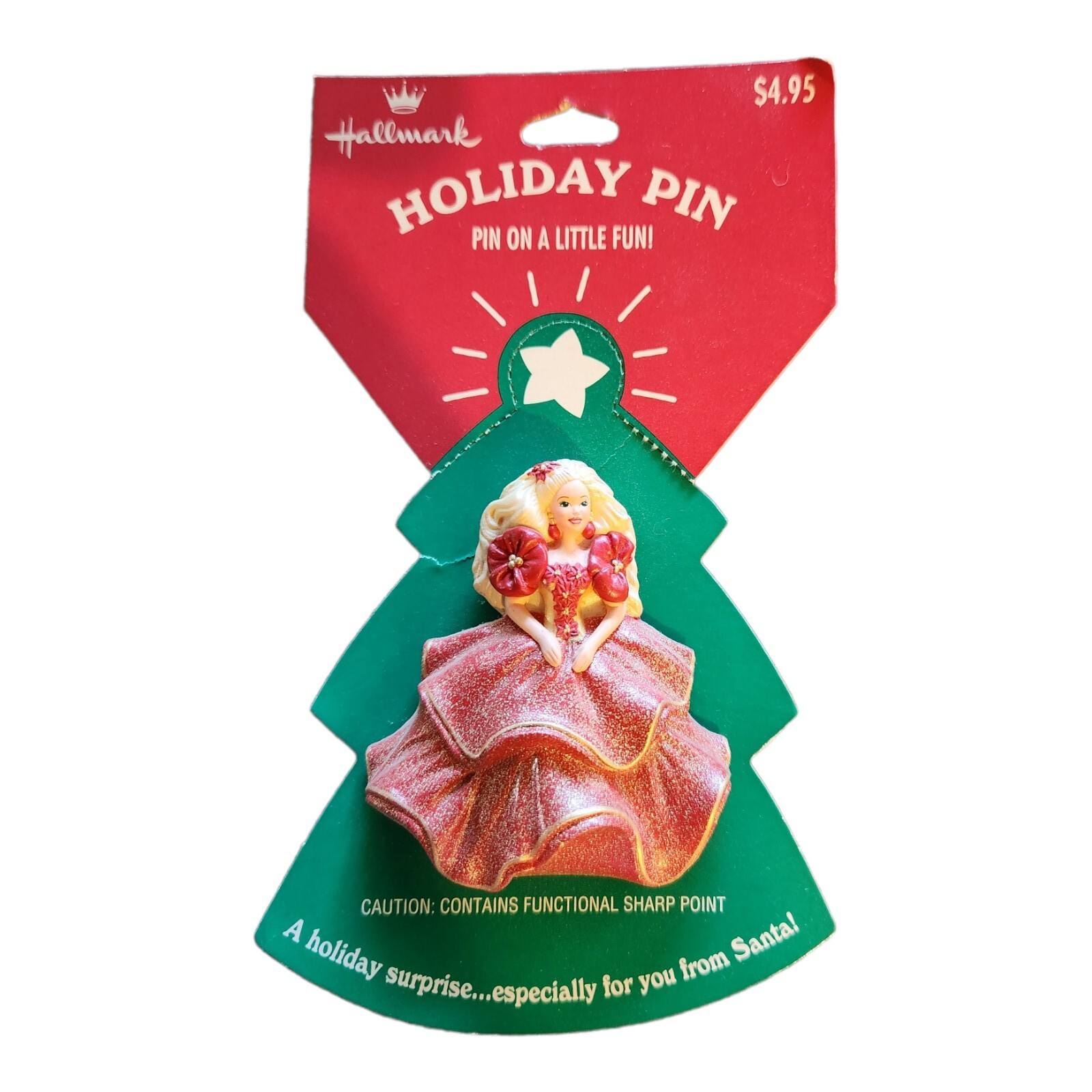 Vintage 1990s Barbie Doll Lapel Pin Hallmark Holiday Christmas Red ...