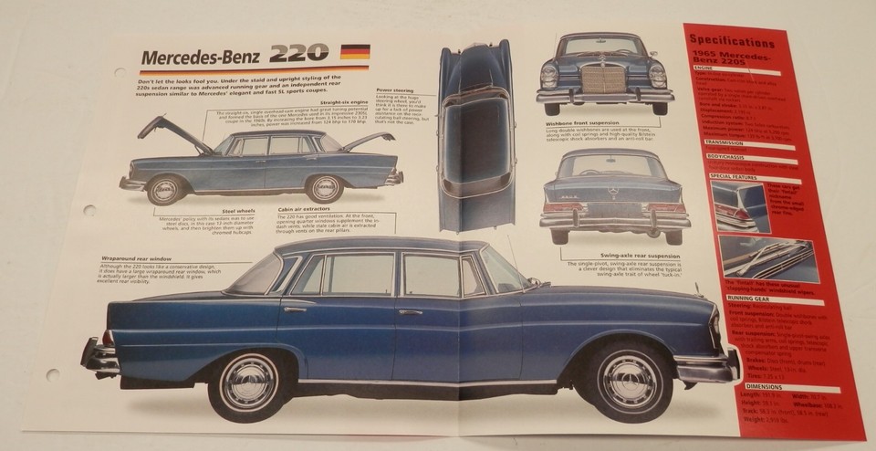 Mercedes-Benz 220 1959-1965 W111 w/220S Sedan Layout Pics IMP HOT CARS ...