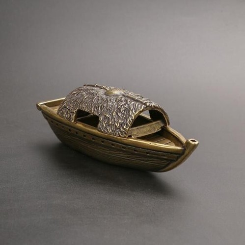 Rare Chinese Art Old Brass Fishing Boat Bcenser Statues Figure ...