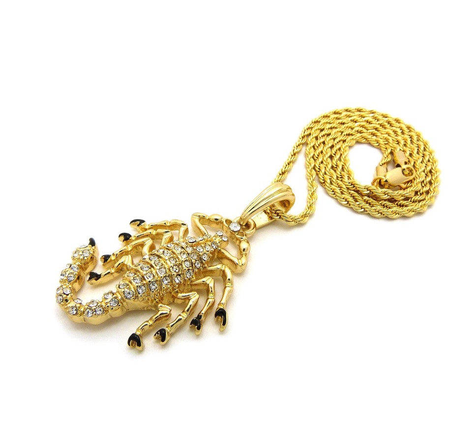 NEW SCORPION PENDANT & 24" BOX/CUBAN/ROPE CHAIN HIP HOP NECKLACE ...