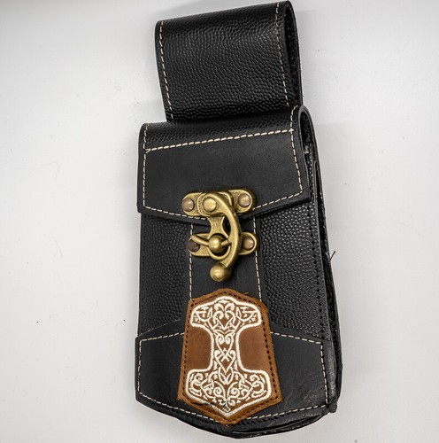 Leather Thors Hammer Mobile Cell Phone Pouch Viking Norse Wallet Belt ...