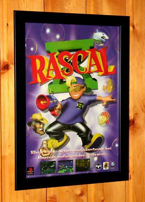 1998 Rascal Video game Rare Small Poster / Vintage Ad Page Framed PS1 ...