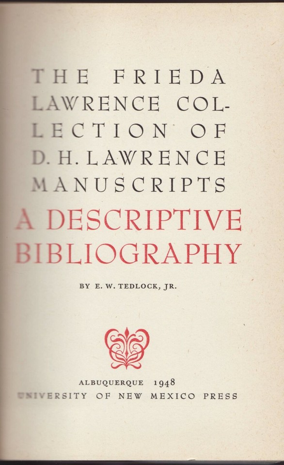 The Frieda Lawrence Collection of D.H. Lawrence Manuscripts: A ...
