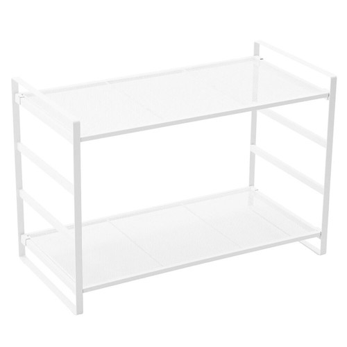 Box Sweden White 73cm Mesh Wire 2 Tier Storage Holder Shelf Rack Stand ...