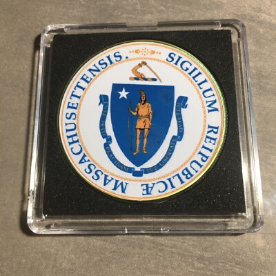 Great State of MASSACHUSETTS State Seal Colorized Collectible Challenge ...
