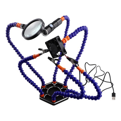 PCB Soldering Holder Helping Hands LED Lamp 3X Magnifying Glass for1882 ...