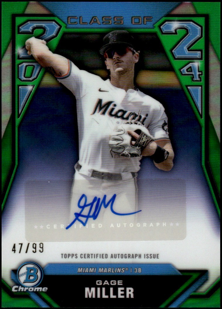 2024 Bowman Draft - Class of 2024 Autographs Gage Miller #C24-GM Green ...