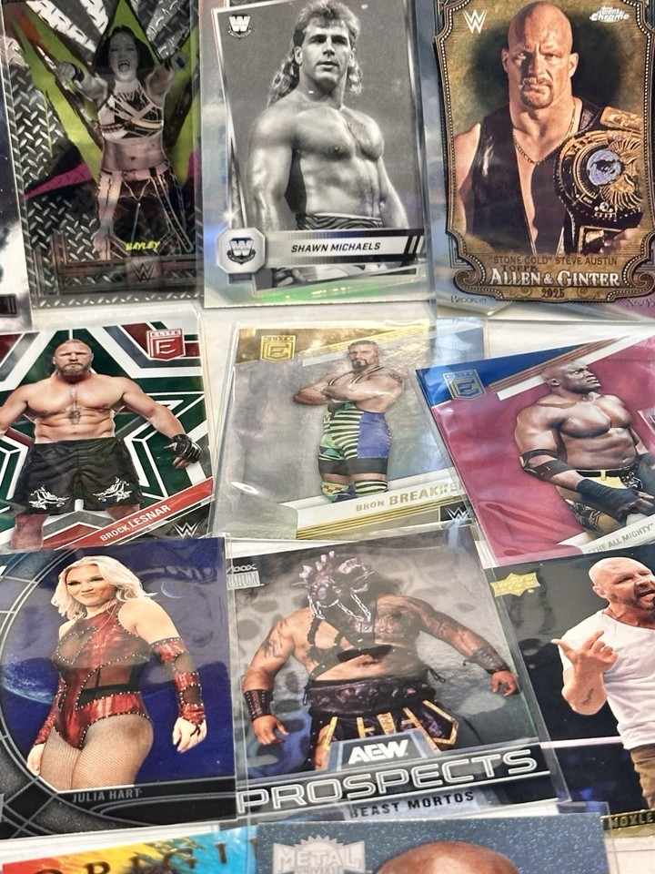 HUGE WWE AEW Card Lot-300 CT Box-Wrestling-All Pics Incl- “HIT BRICK ...