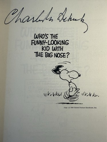 RARE SIGNED CHARLES SCHULZ AUTOGRAPH SNOOPY CHARLIE BROWN COMICS BOOK ...