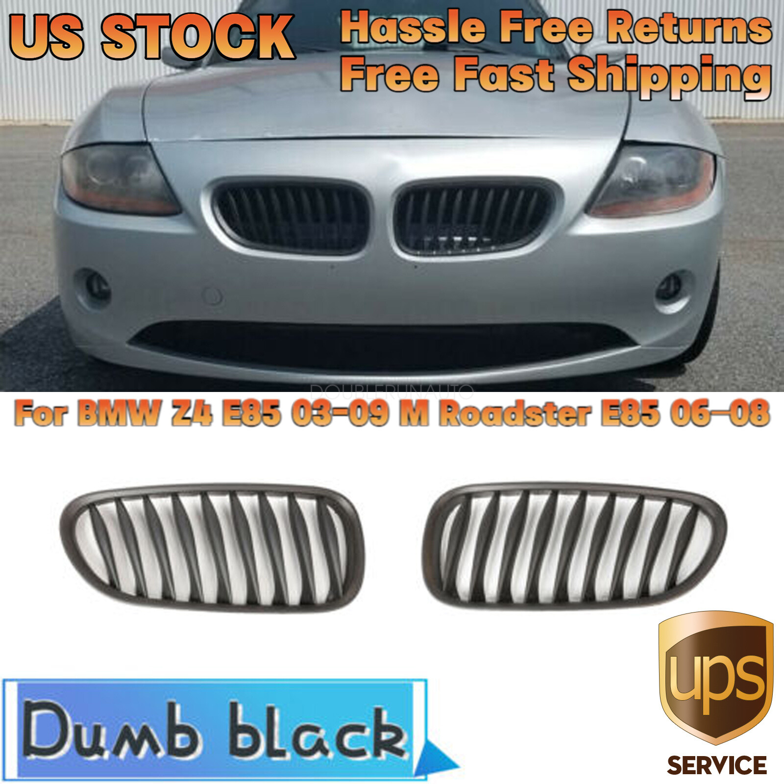 Matte Black Front Kidney Grill Grille For BMW Z4 E85 03-09 M Roadster ...