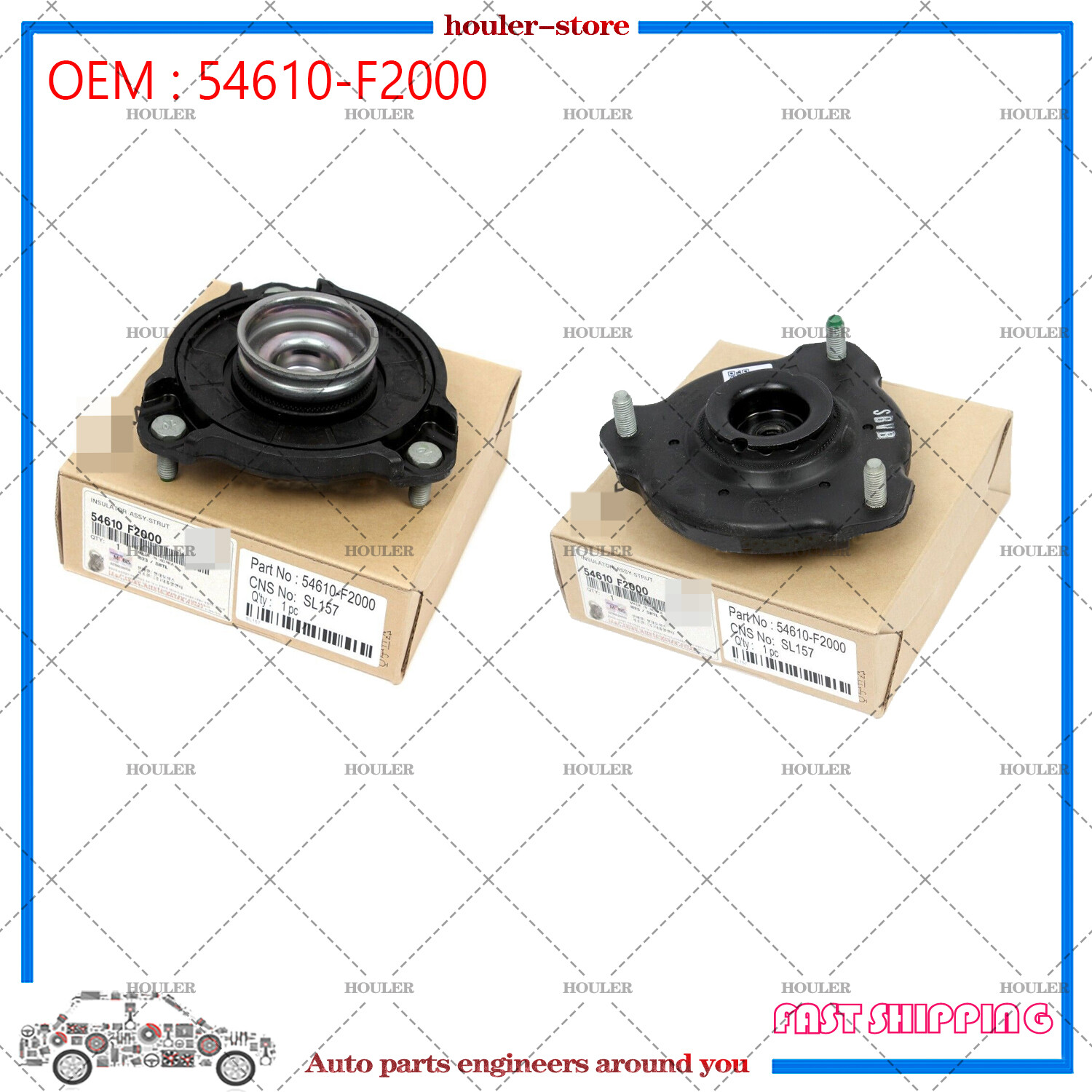 GEN-UINE 54610-F2000 STRUT MOUNT UPPER FRONT 2PCS FOR ELANTRA IONIQ 17 ...