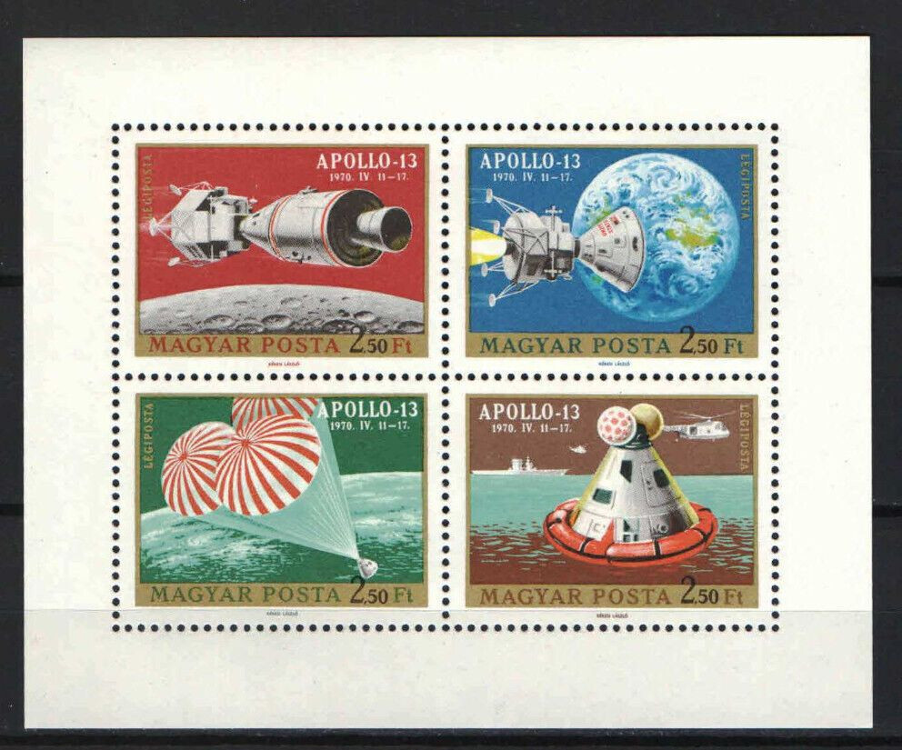 Hungary 1970. Space - Apollo 13. sheet MNH (**) Michel: 2594-2597 / 4 ...