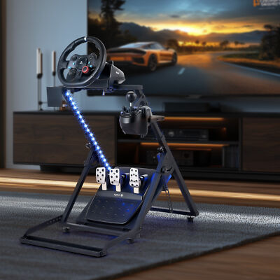LED Racing Wheel Stand Steering Simulator Cockpit for Logitech G920 G29 ...