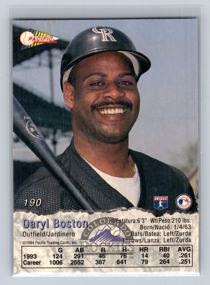 1994 Pacific Crown Collection Daryl Boston #190 Colorado Rockies | eBay