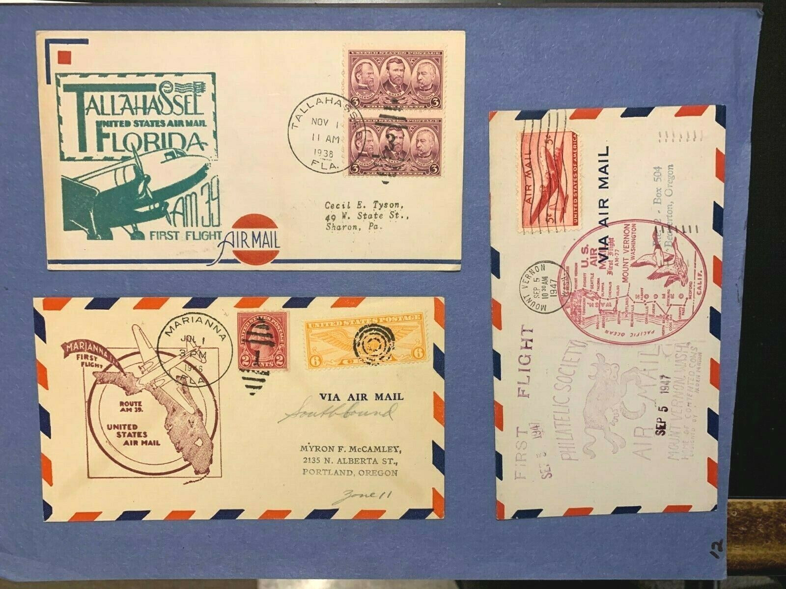 1938-47-3 AIRMAIL FIRST FLIGHT COVERS ,VERY GOOD - Free Shipping | eBay