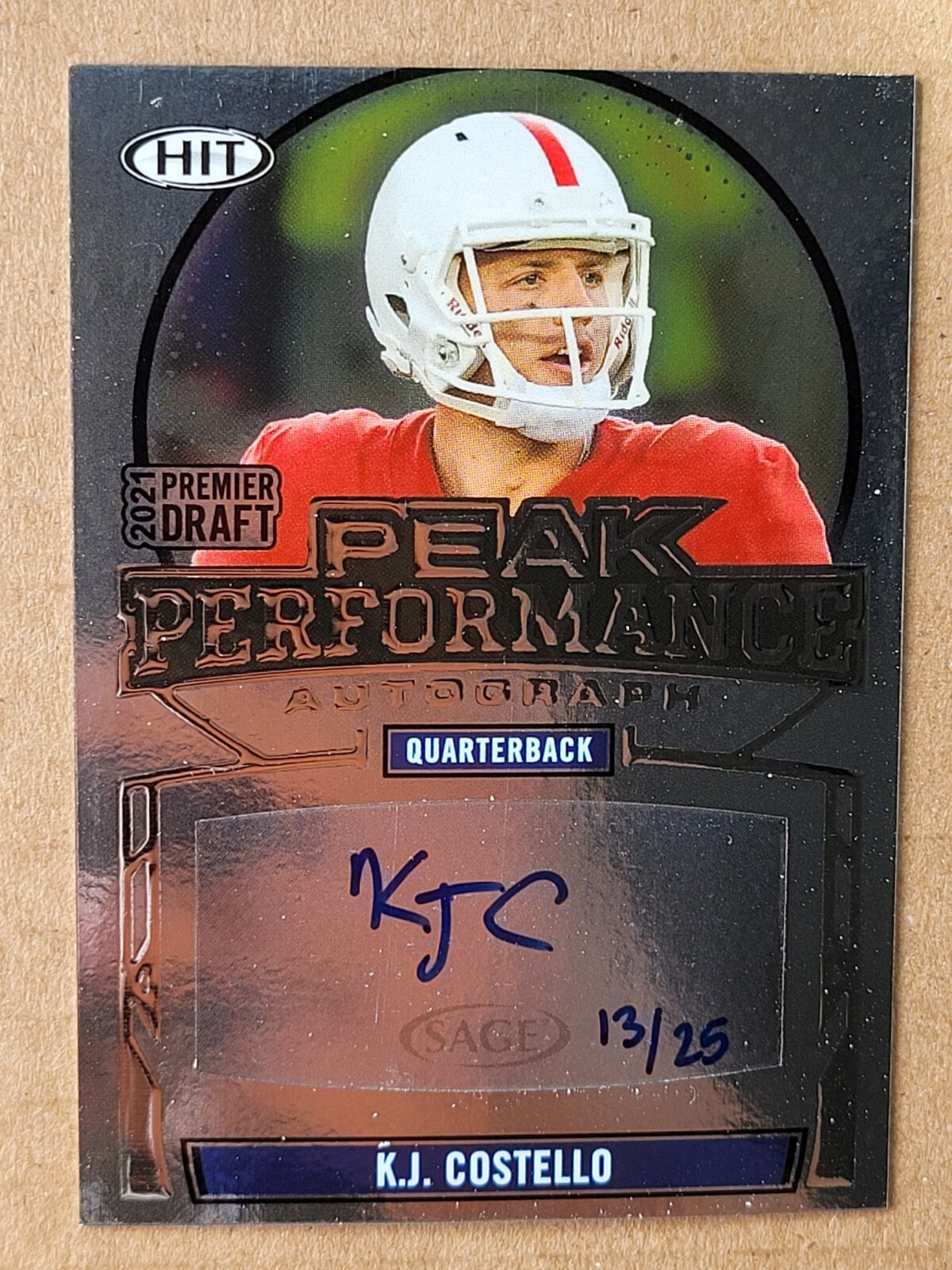 2021 Sage Premier Draft Peak Performance Silver #13/25 KJ Costello ...