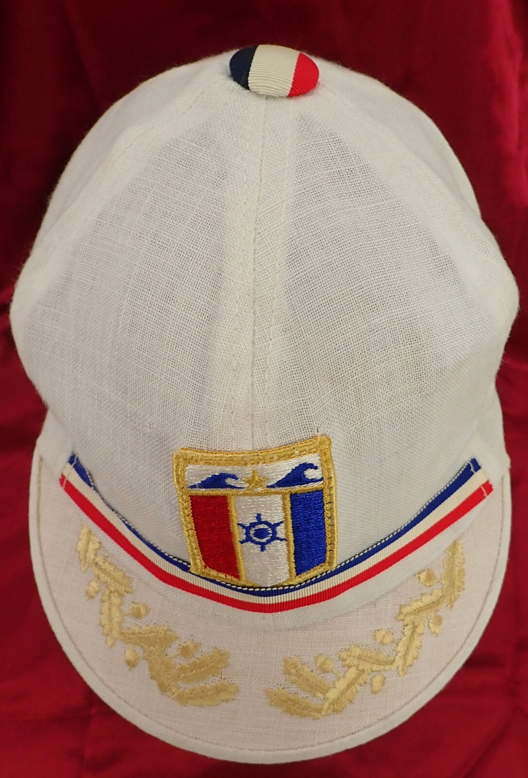 VTG Chris Craft Boats Captain s Hat Cap Linen W Embroidered Patch Rare vtg-chris-craft-boats-captain-s-hat-cap-linen-w-embroidered-patch-rare