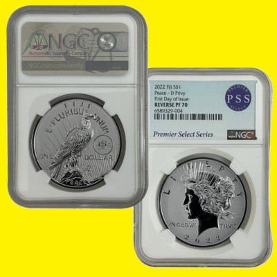 Peace D $1 Silver Dollar NGC RV PF 70 First DAY OF ISSUE 2022 mint 3.5k ...