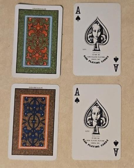 Vtg KEM 12/71 Arabesque Playing Cards Brown & Green 2 Decks w/ Box ...