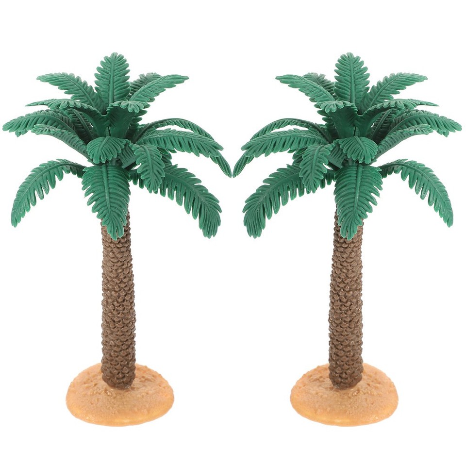 2Pcs Plastic Palm Tree Micro Landscape Palm Trees Model Simulation ...