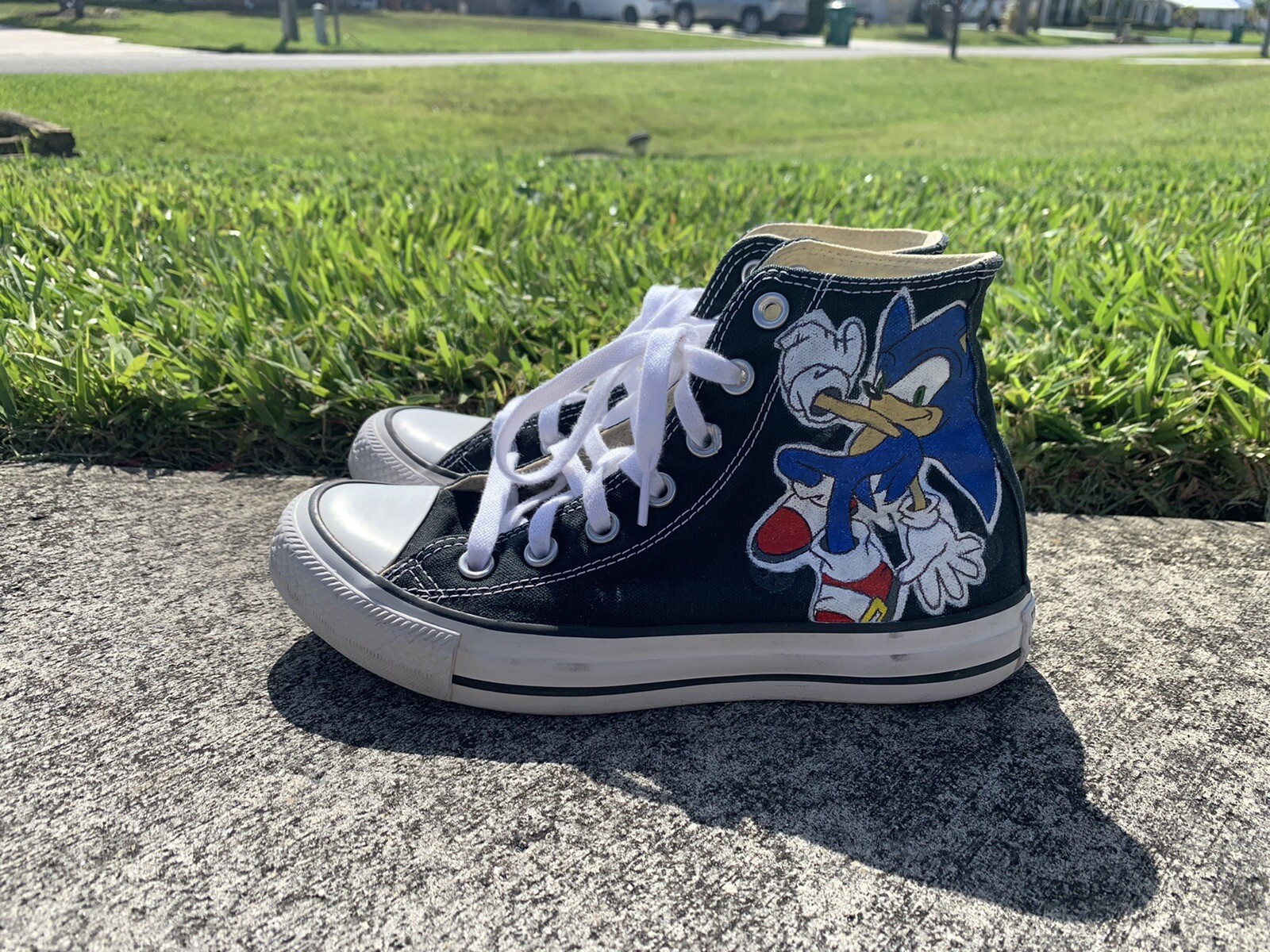 Sonic and Tails Custom Painted High Top Converse, Wom… - Gem