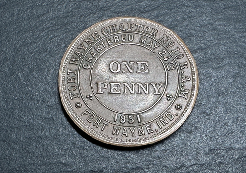 MASONIC PENNY FORT WAYNE INDIANA #19 RAM ROYAL ARCH MASONS H23 | eBay