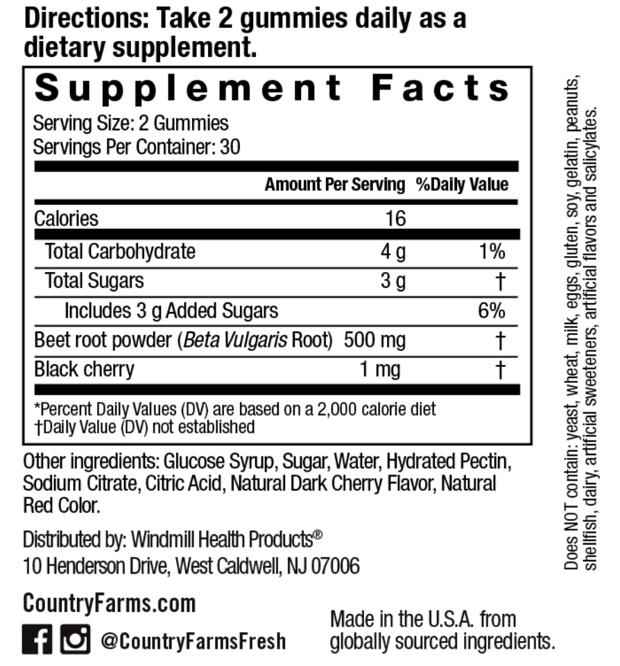 Bountiful Beets Gummies, Black Cherry, 60 Gummies ( 2 Pack ) | eBay