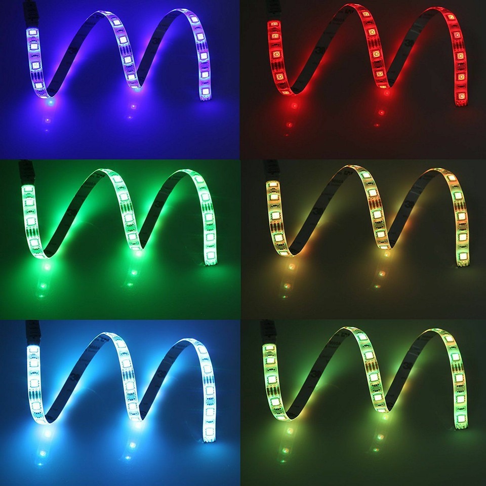 1m 2m USB LED Strip Lights IP65 5050 RGB TV LED Strip With Remote ...