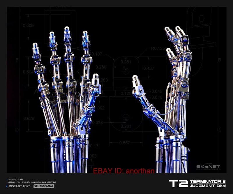 Instant Toys Terminator 2 T800 Endoskeleton Arm 1/1 LED Metal Model In ...