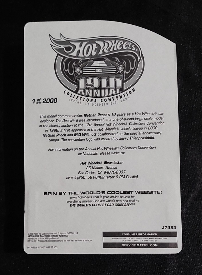 Hot Wheels 19th Annual Collectors Convention Deora 11 With Case | eBay