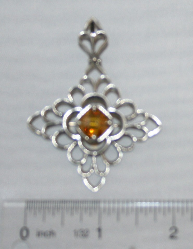 Silpada Sterling Silver Large Citrine Cubic Zirconia Center Pin Slider ...