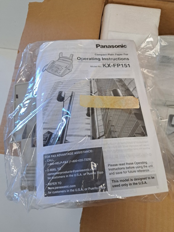 Panasonic KX-FP151 Plain Paper Fax Compact Fax w/Copier Functions Open ...