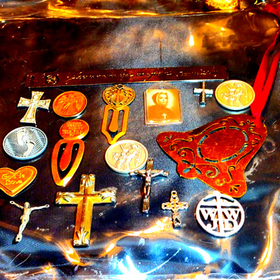 Religious lot of vintage bookmarks~ pocket crosses and pocket prayer ...