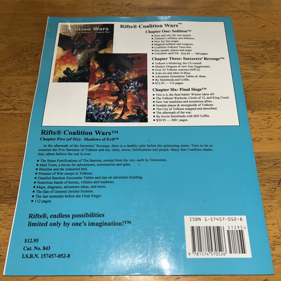 Coalition Wars Rifts: Siege On Tolkeen #5- SHADOWS OF EVIL - Palladium ...